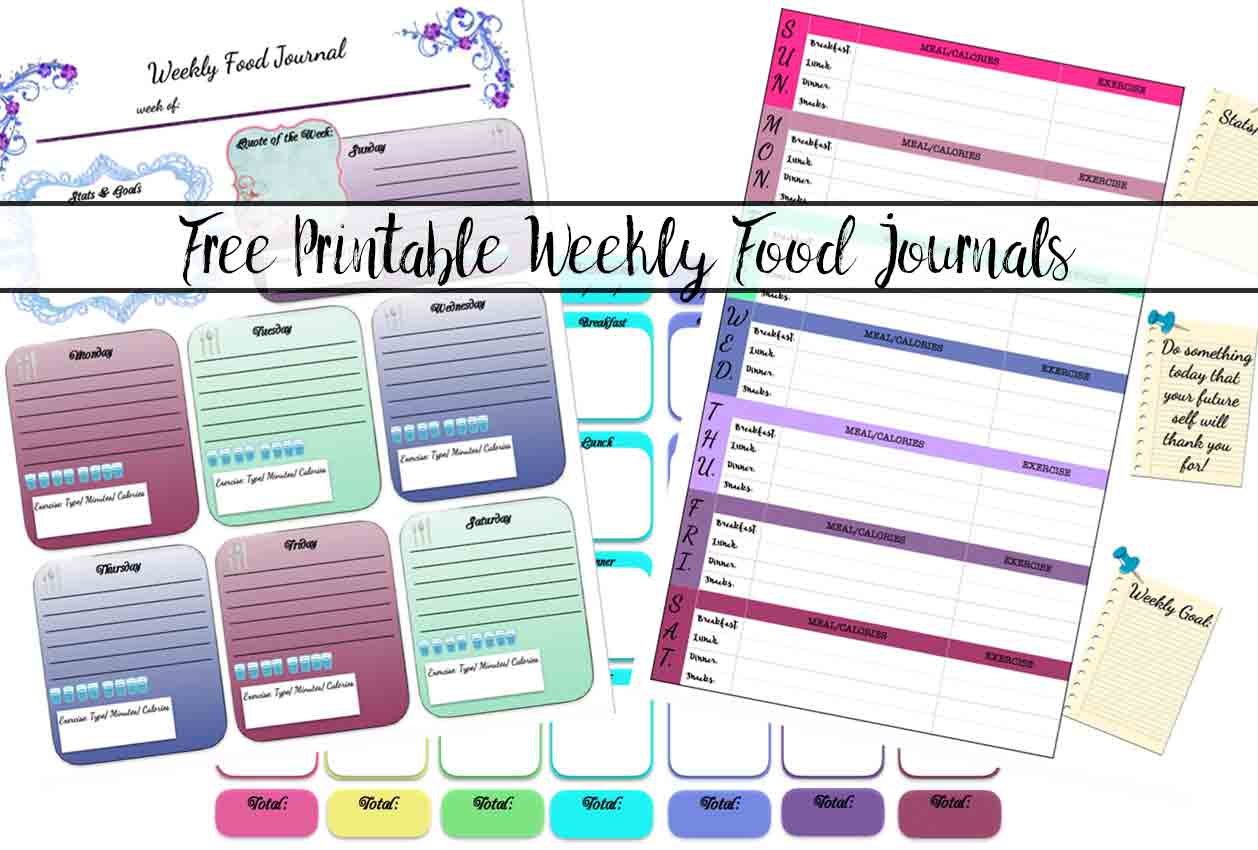 Free Printable Weekly Food Journals: 3 Different Designs!