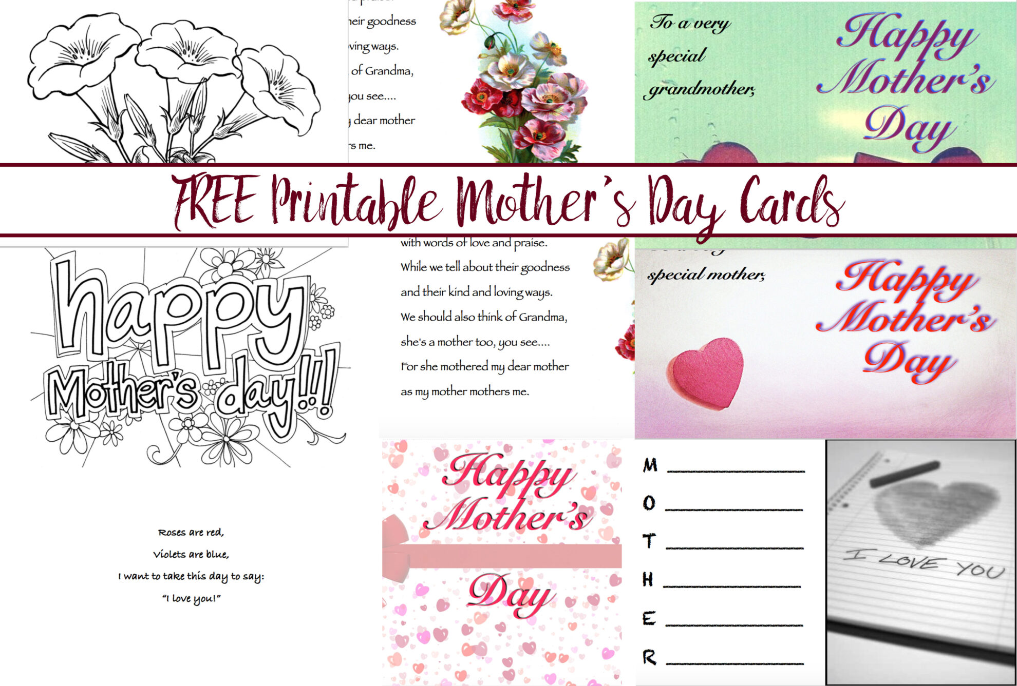 Printable Mother's Day Cards: Different Designs for All Ages