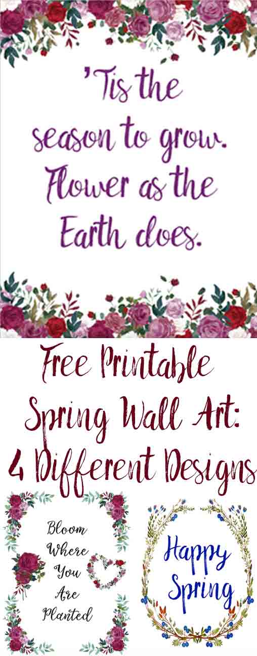 Free Printable Spring Wall Art: 4 Different Designs