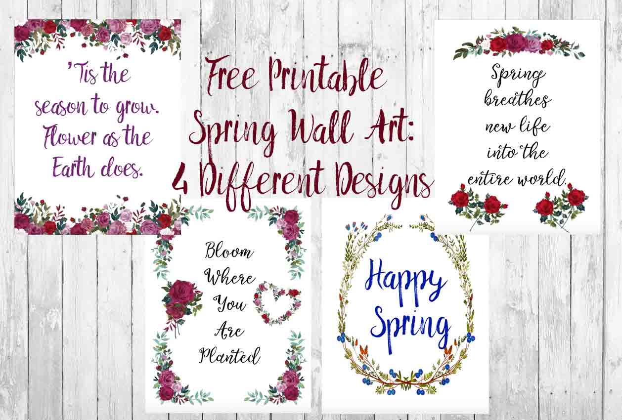 Free Printable Spring Wall Art: 4 Different Designs