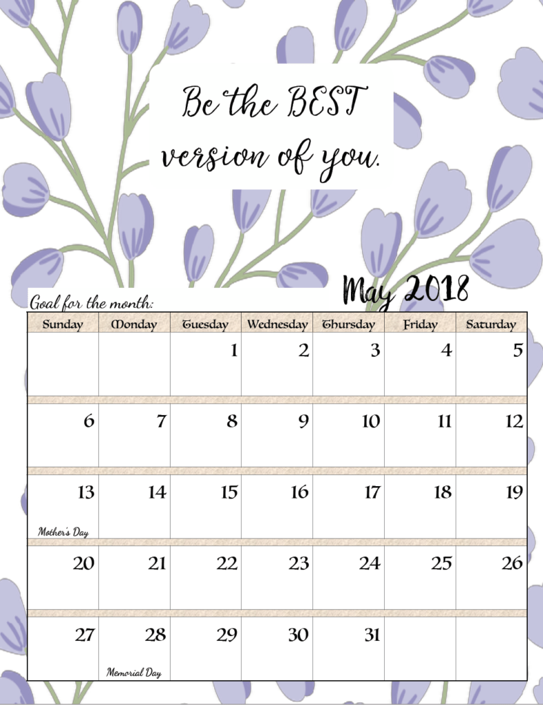 Free Printable 2018 Monthly Motivational Calendars