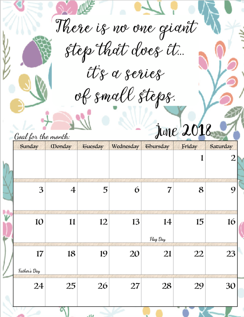 Free Printable 2018 Monthly Motivational Calendars