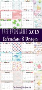Free Printable 2019 Quarterly Calendars with Holidays: 3 Designs