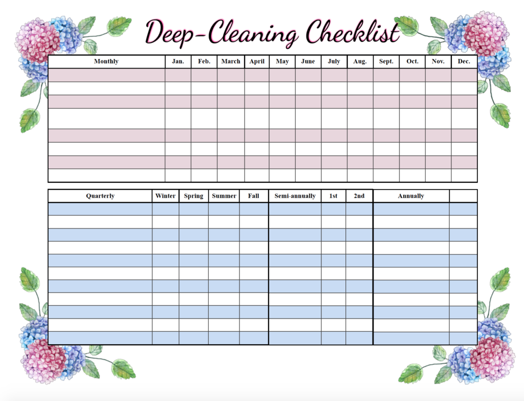 Free Printable Cleaning Checklists: Weekly and Deep-Cleaning Available