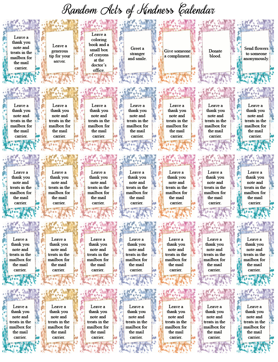 Random Acts of Kindness: 150+ Ideas & Free Printable Calendars