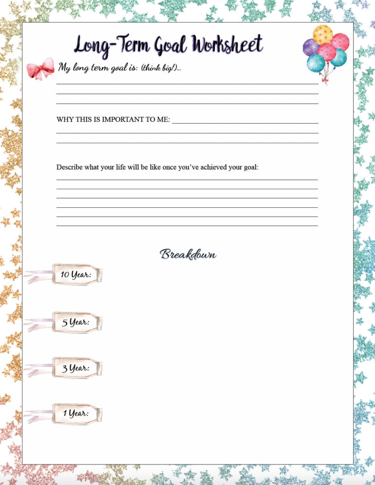 How to Achieve Your Long Term Goals: Free Printables to Help